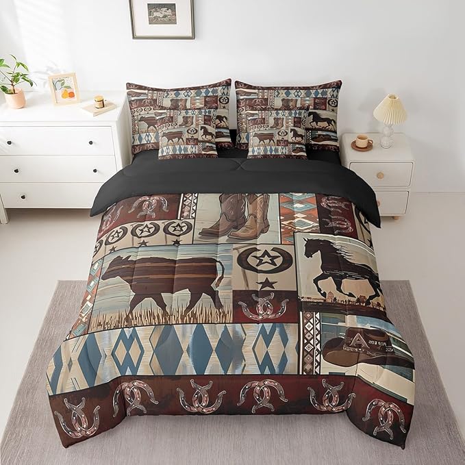 Amazon.com: Feelyou Western Decor Comforter Set with Sheets Full Size ...