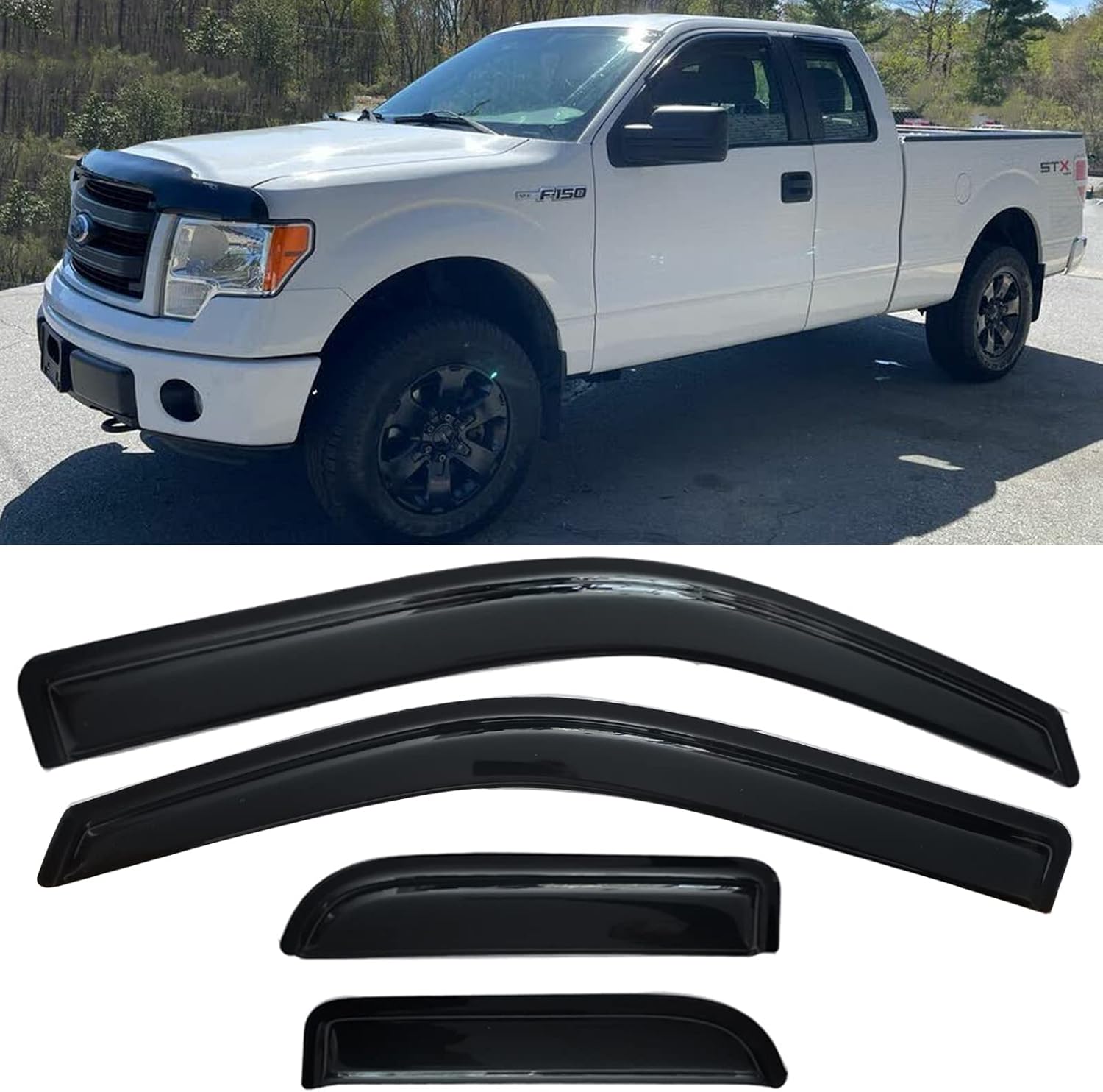 Amazon.com: Window Visors Rain Guards Side Vent Guard Shade Sun Wind ...