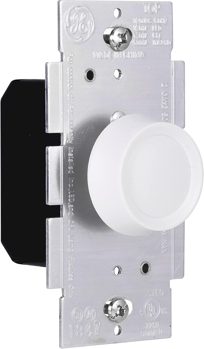 Amazon.com: GE Single Pole Rotating Dimmer Switch, Rotate On/Off, Use ...