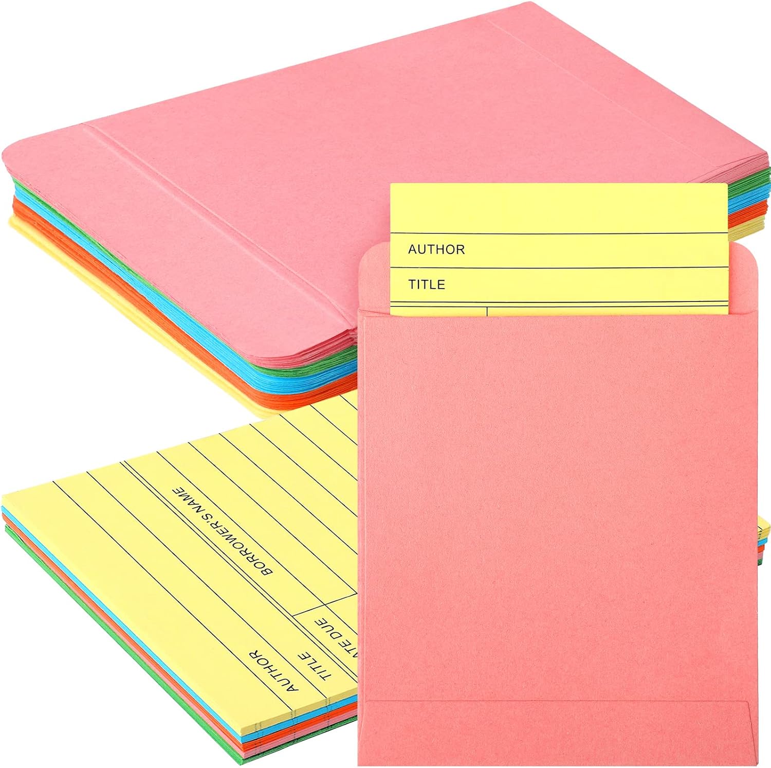 Amazon.com : 100 Pcs Library Pockets and Library Cards Set Include 50 ...