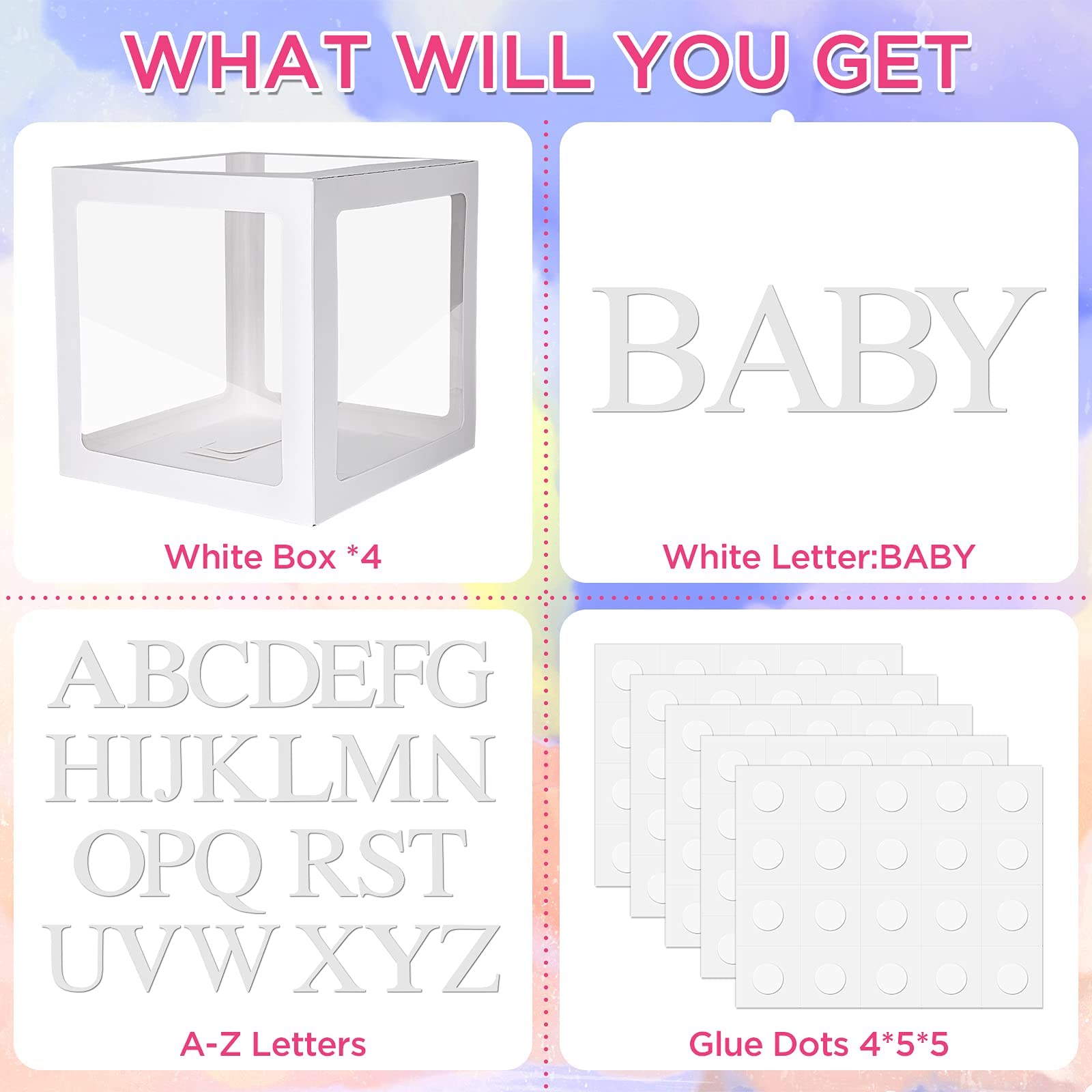 Buy Baby Shower Decorations for Boy Girl, 4PCS Valentine's Day Clear ...