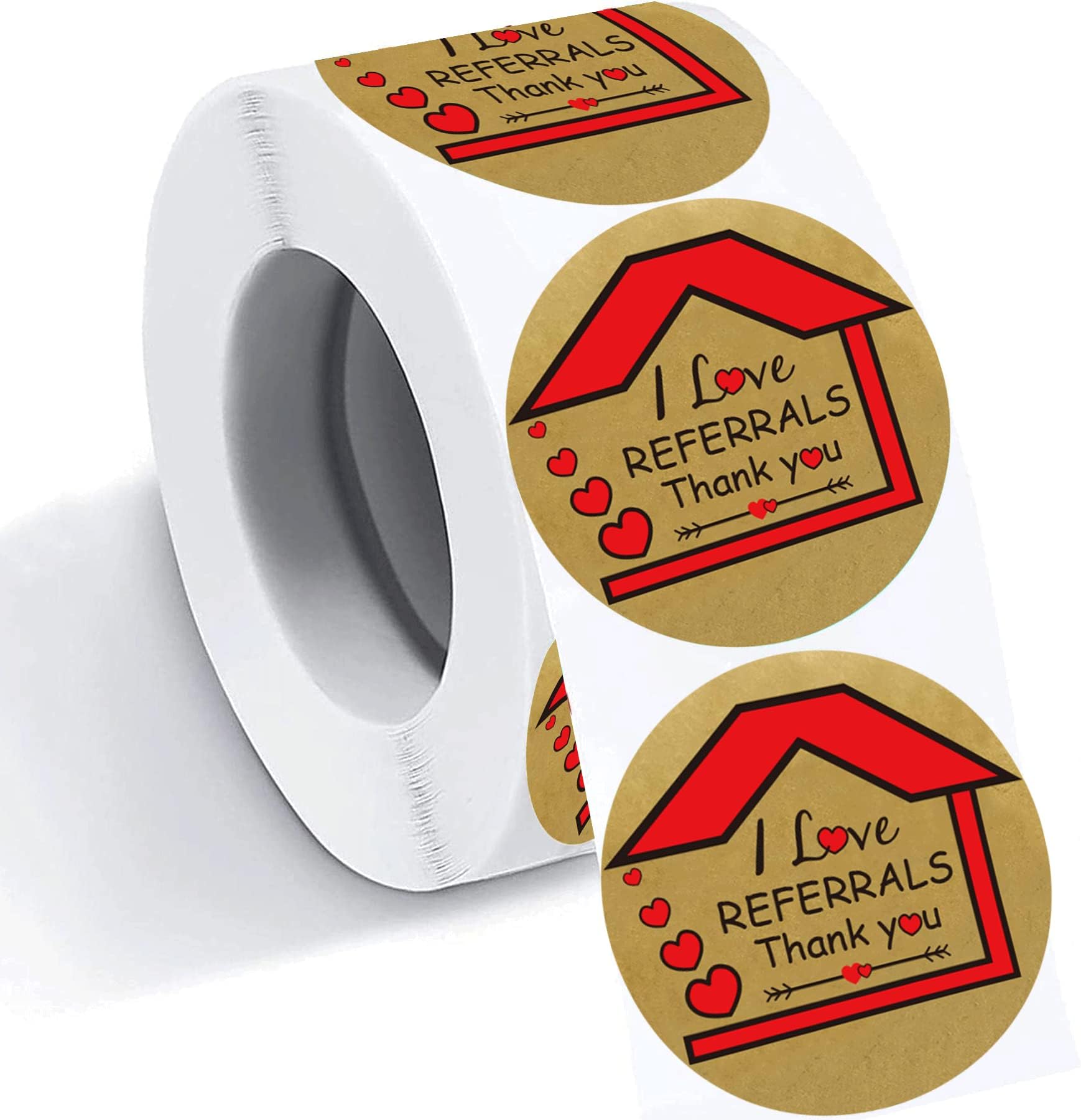 Amazon.com : House Shaped I Love Referrals Sticker 1.5" - Natural Brown ...