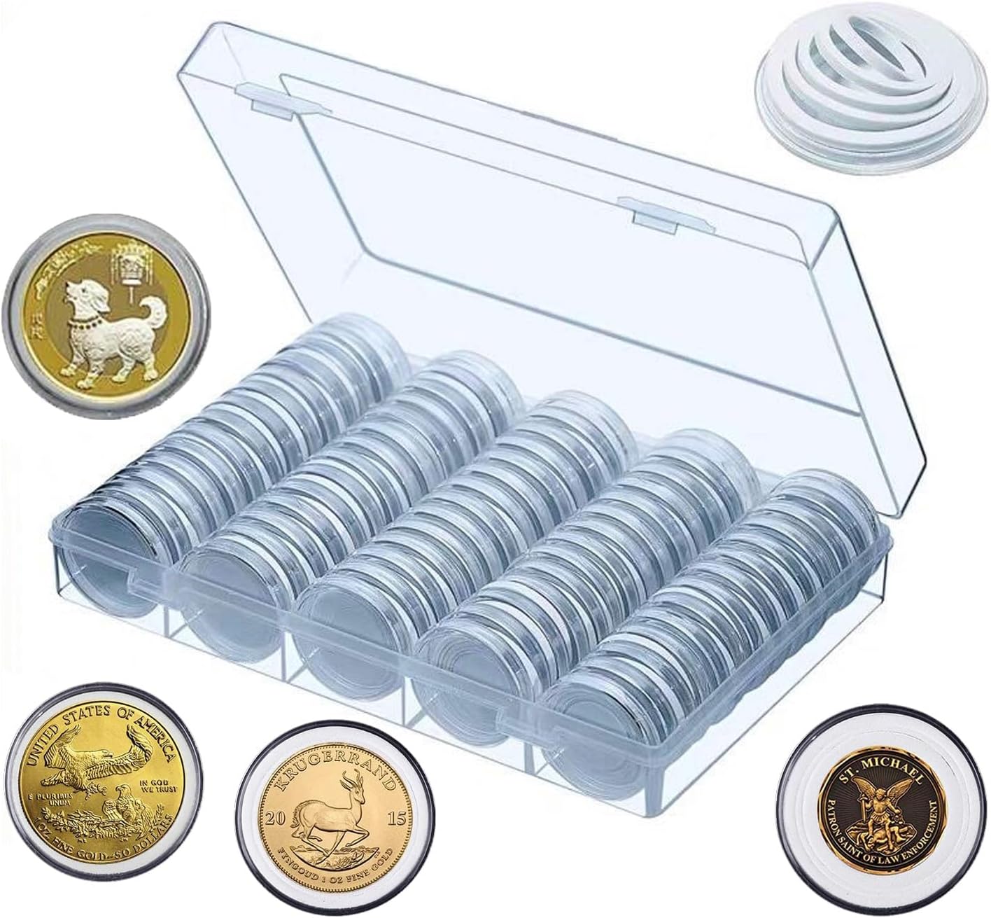 Amazon.com : FULLCASE 168 Pieces 46mm Coin Capsules with Foam Gasket ...