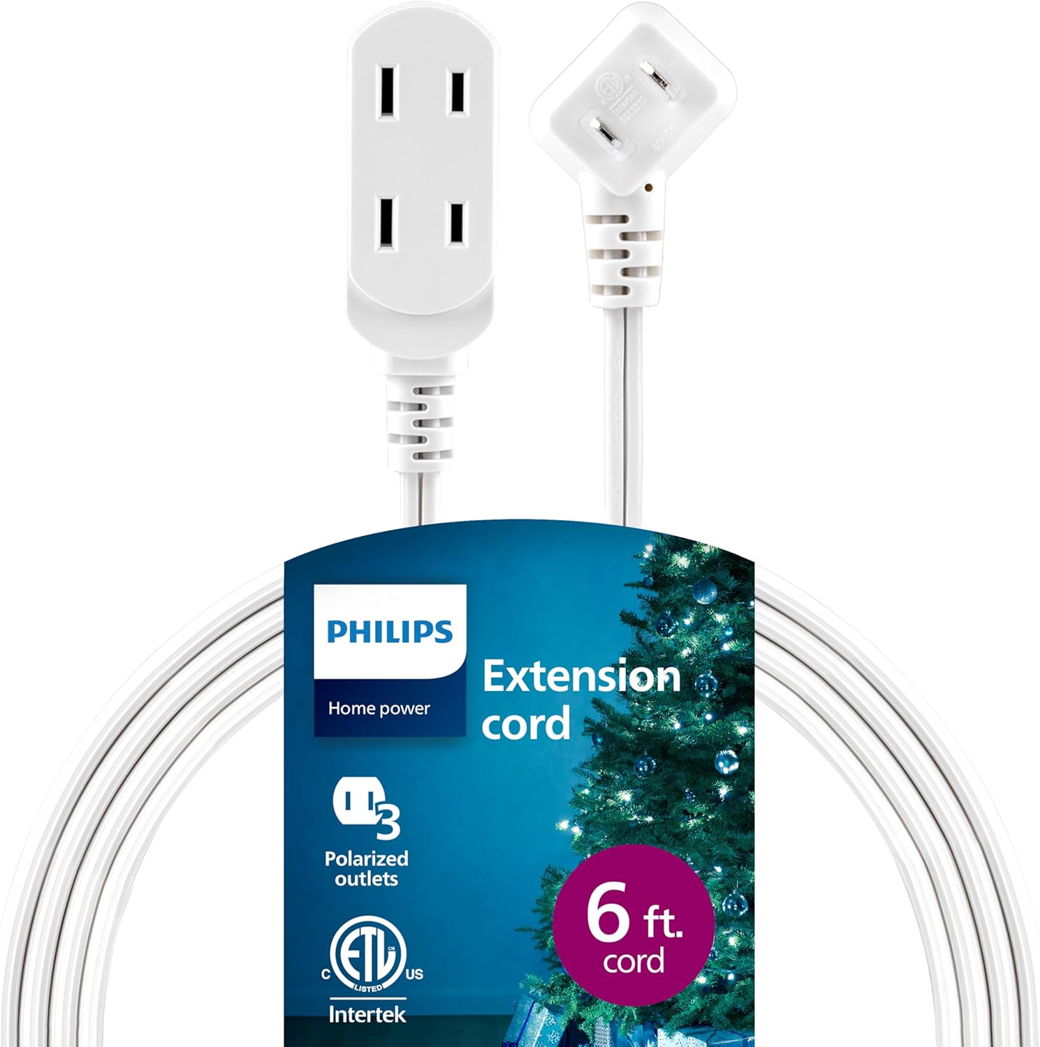Amazon.com: Philips Indoor Extension Cord Power Strip 6 ft, Flat Plug ...
