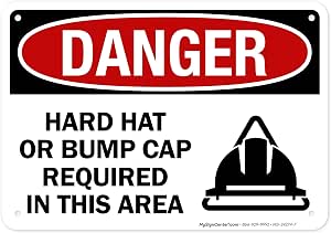Amazon.com : OSHA Danger Hard Hat Or Bump Cap Required In This Area ...