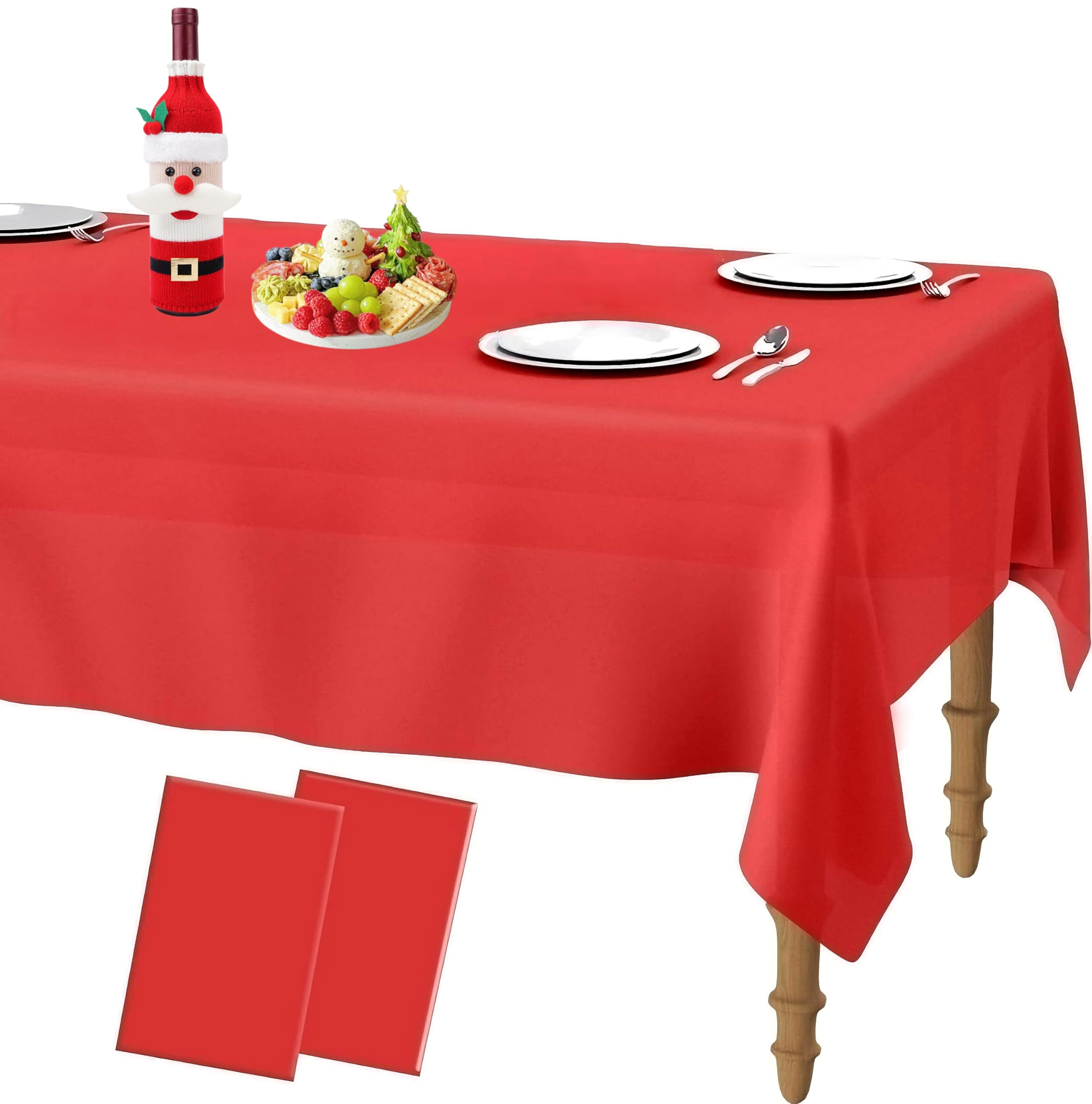 Amazon.com: 2 Pack Disposable Red Tablecloths, Plastic Table Covers 54 ...