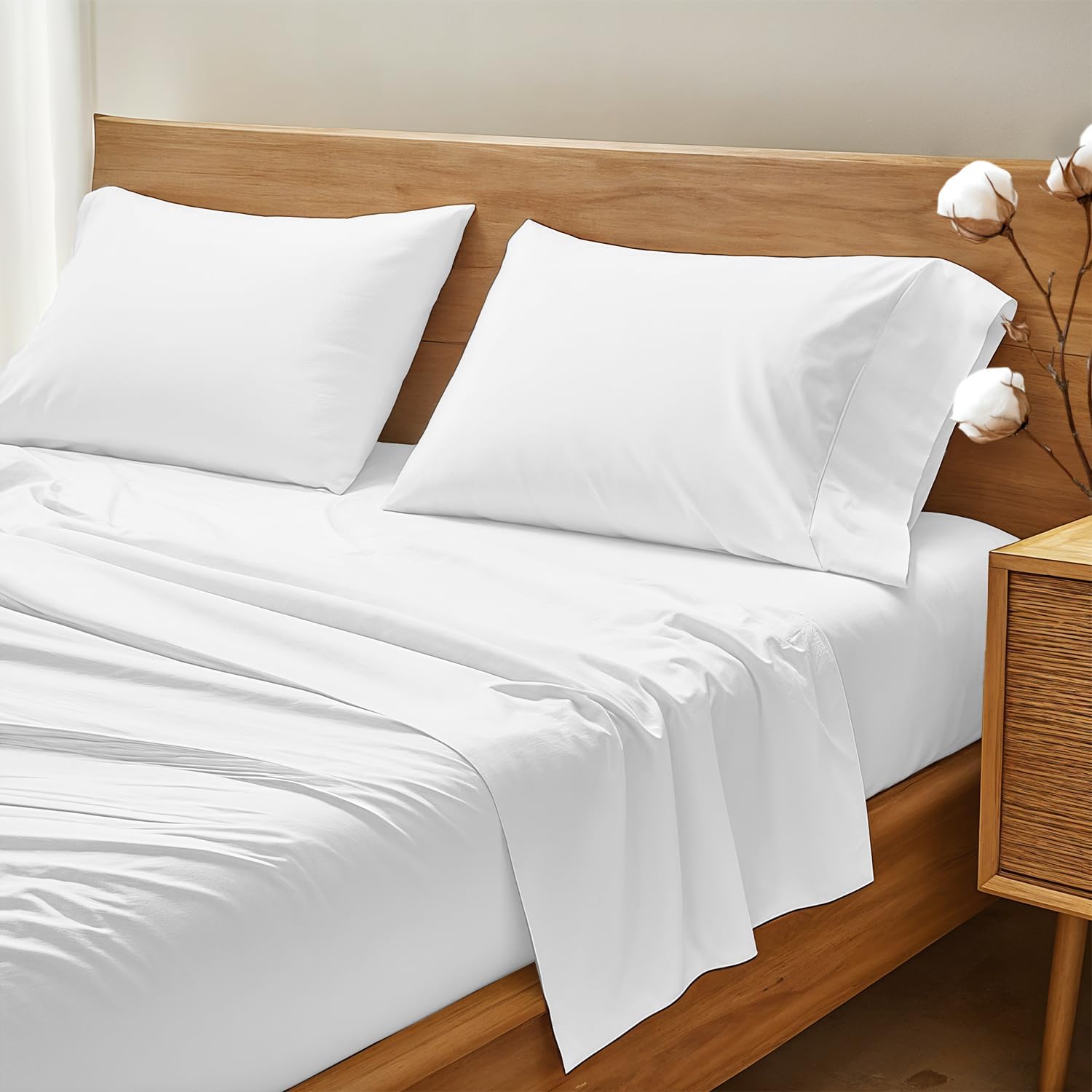Amazon.com: GO GREEN ORGANICS Organic Cotton Crisp Percale Bed Sheet ...