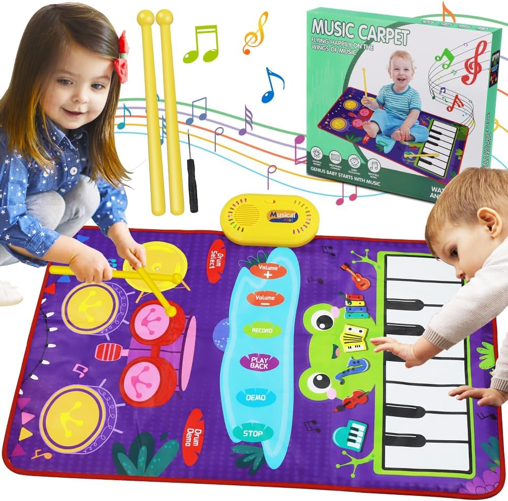 Baby Musical Mat for Boys Girls Gift, Baby Toys 2-in-1 Toddler Musical ...