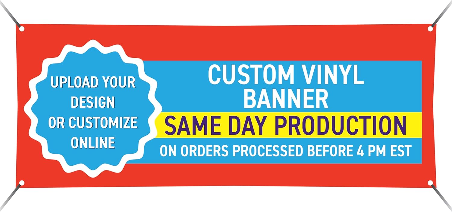 Amazon.com : Customizable Vinyl Banner 2x6 - For Business, Graduation ...
