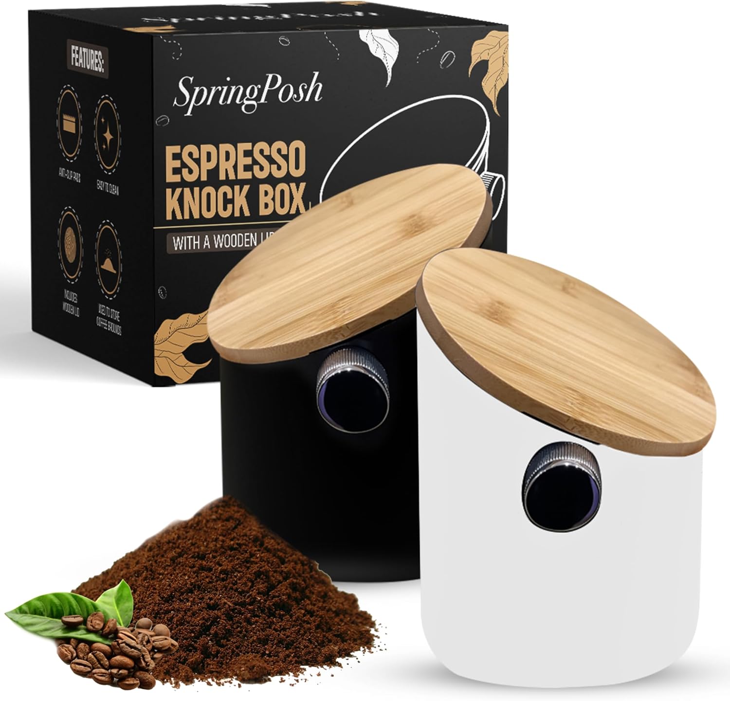 Amazon.com: SpringPosh Knock Box with Premium Maple Wood Lid for Coffee ...