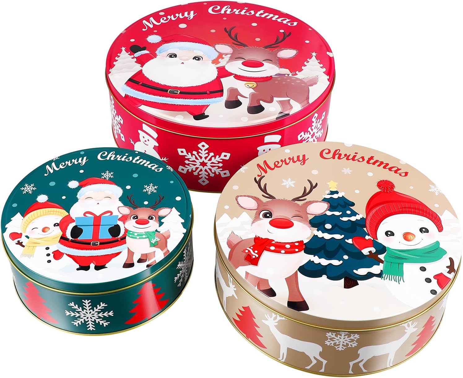 Amazon.com: WXAUTK Round Christmas Cookie Tins Set Of 8 Nesting Tins ...