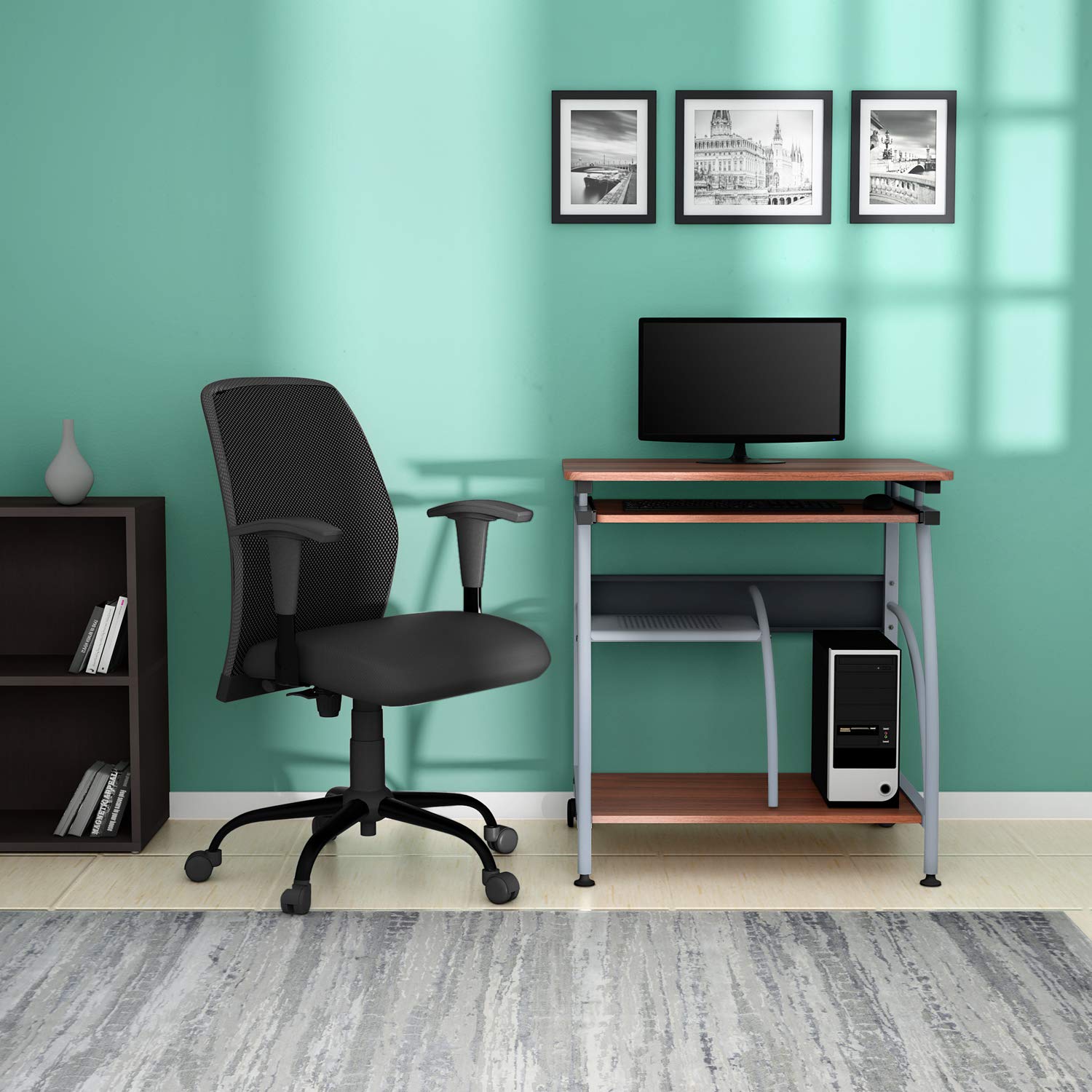 Godrej Interio Caliber Computer Desk (Yellow Walnut, Glossy Finish ...