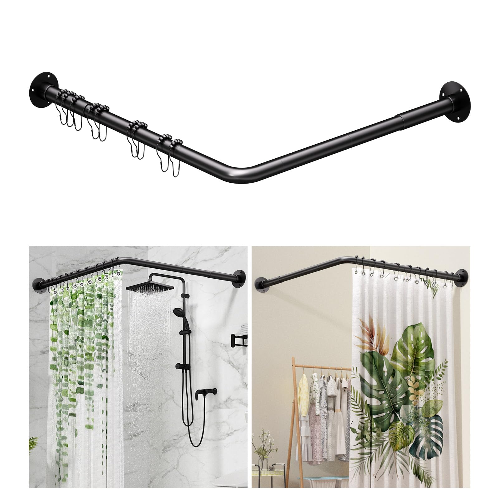Amazon.com: Corner Shower Curtain Rod, Enicvegw Adjustable L Shaped ...