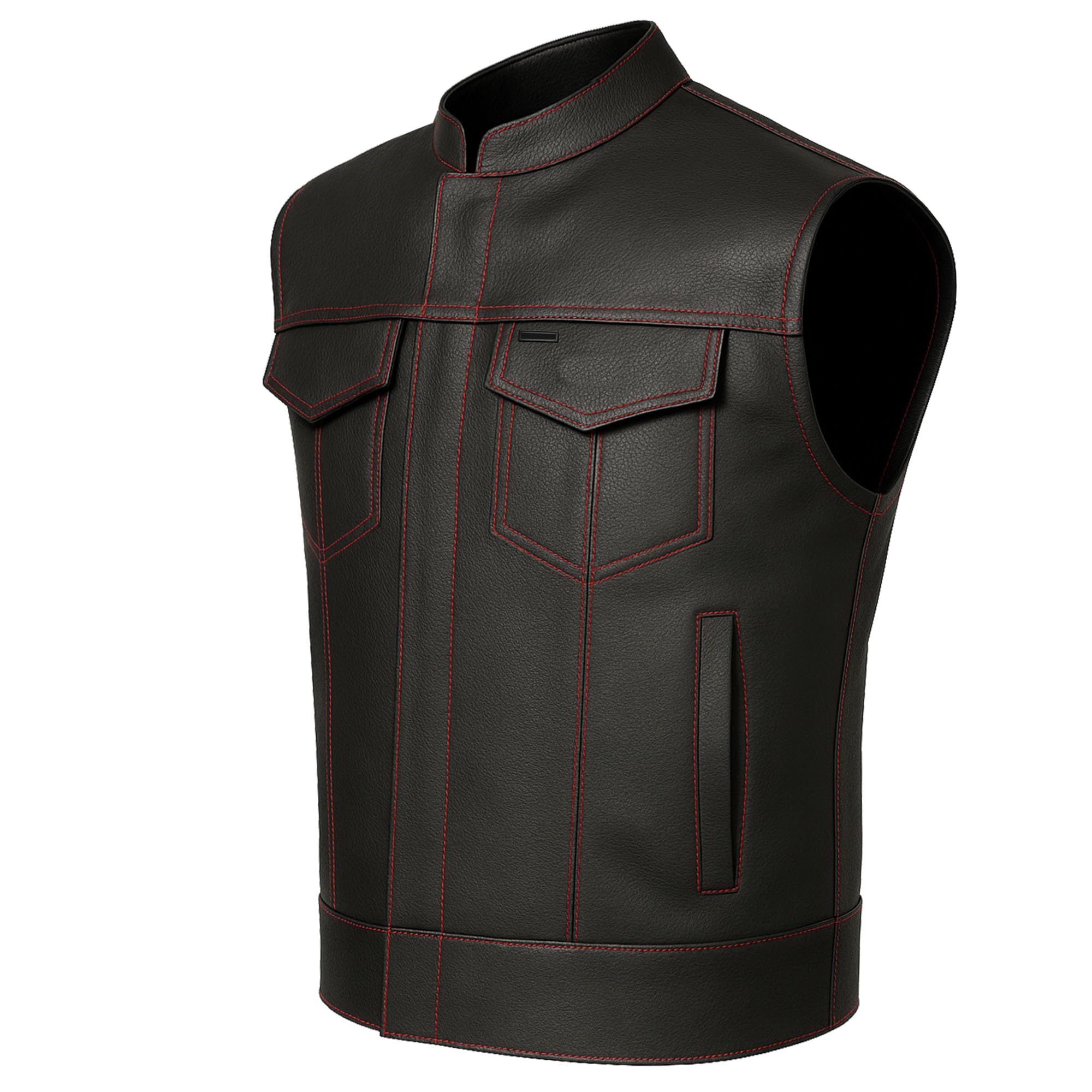 Snapklik.com : SOA Mens Leather Biker Vest Club Style Motorcycle Vest