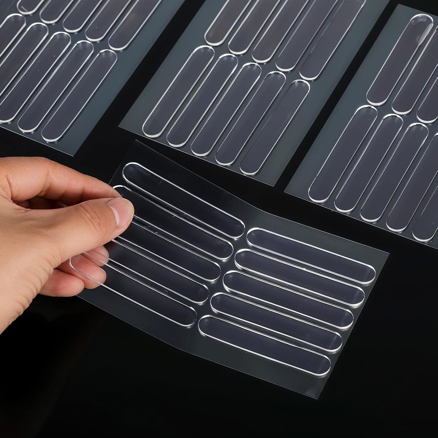 60 Pcs Clear Rubber Bumpers Pads Stripes Self Adhesive Furniture ...