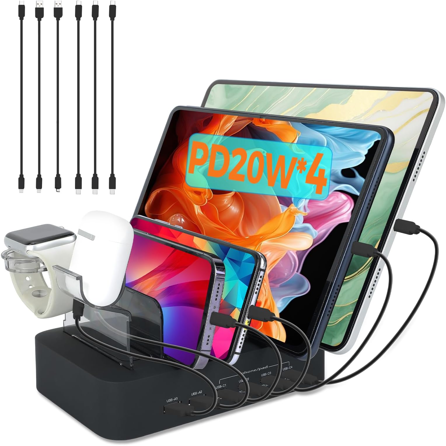 Amazon.com: Poweroni 4 Port USB Charging Station - Fast Charging Dock ...