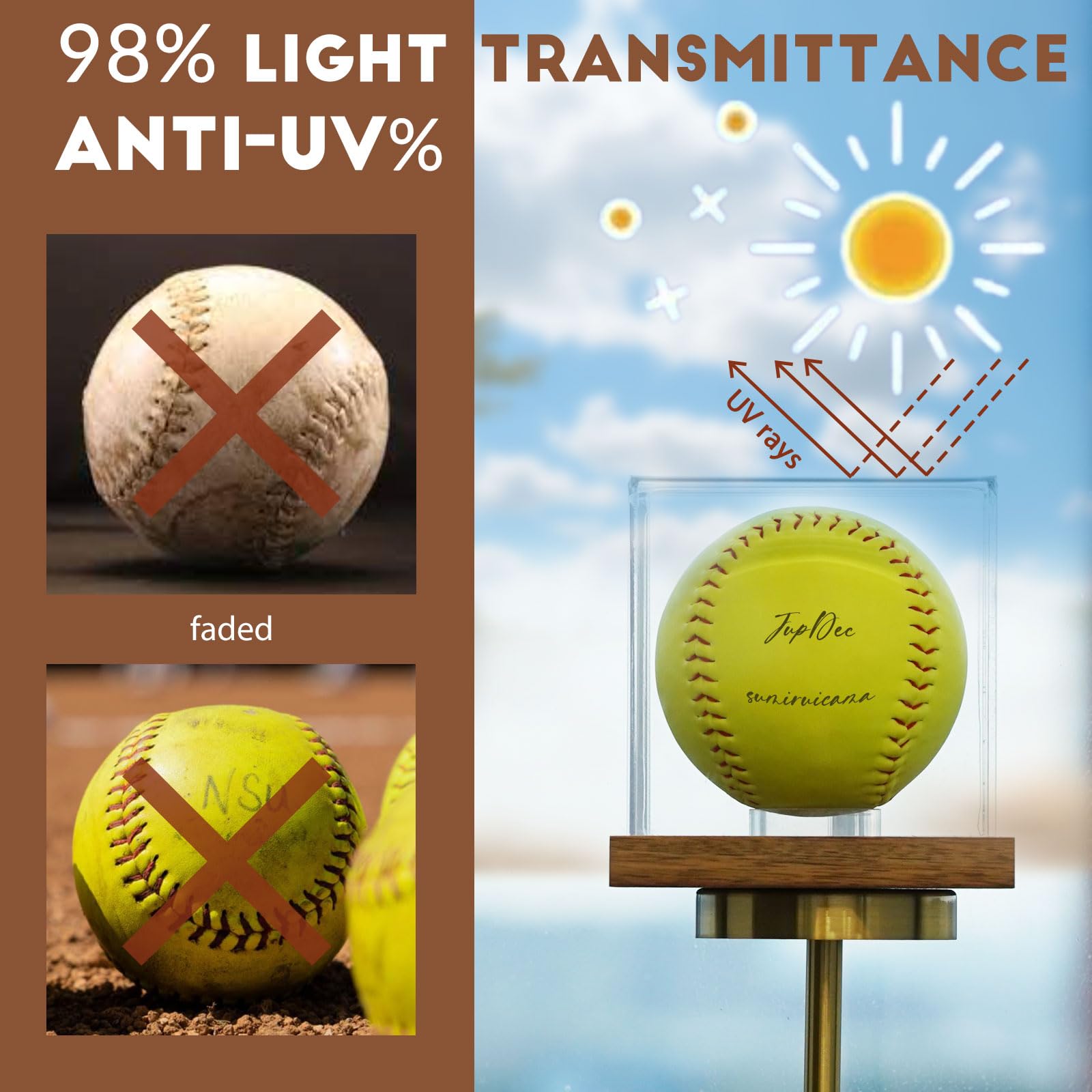 Snapklik.com : JupDec Softball Display Case Clear Acrylic Ball Holder ...