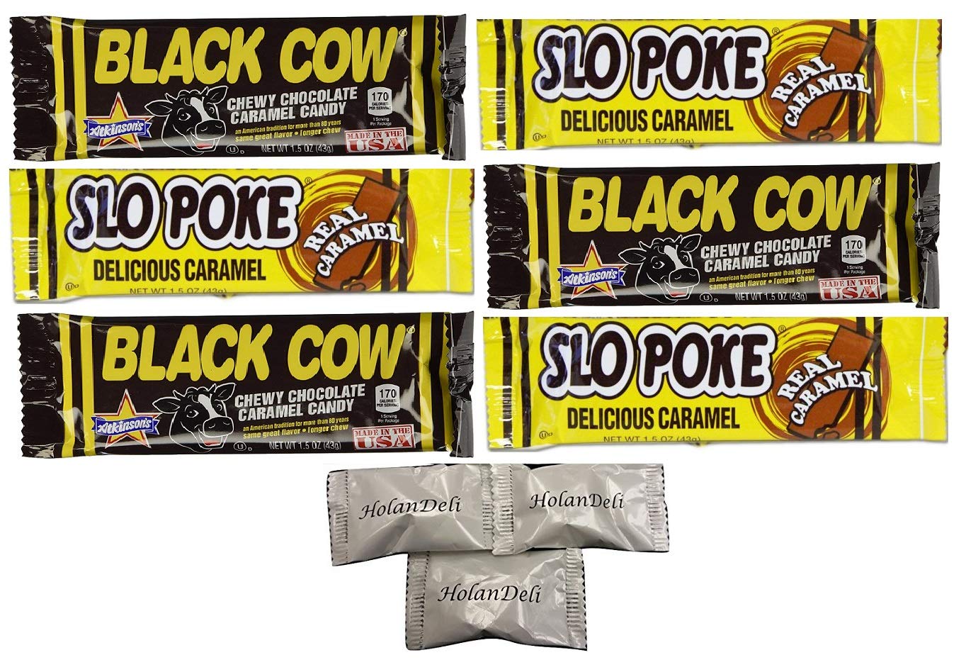 Amazon.com : (6 pack) Black Cow and Slo Poke Assorted Caramel Taffy ...