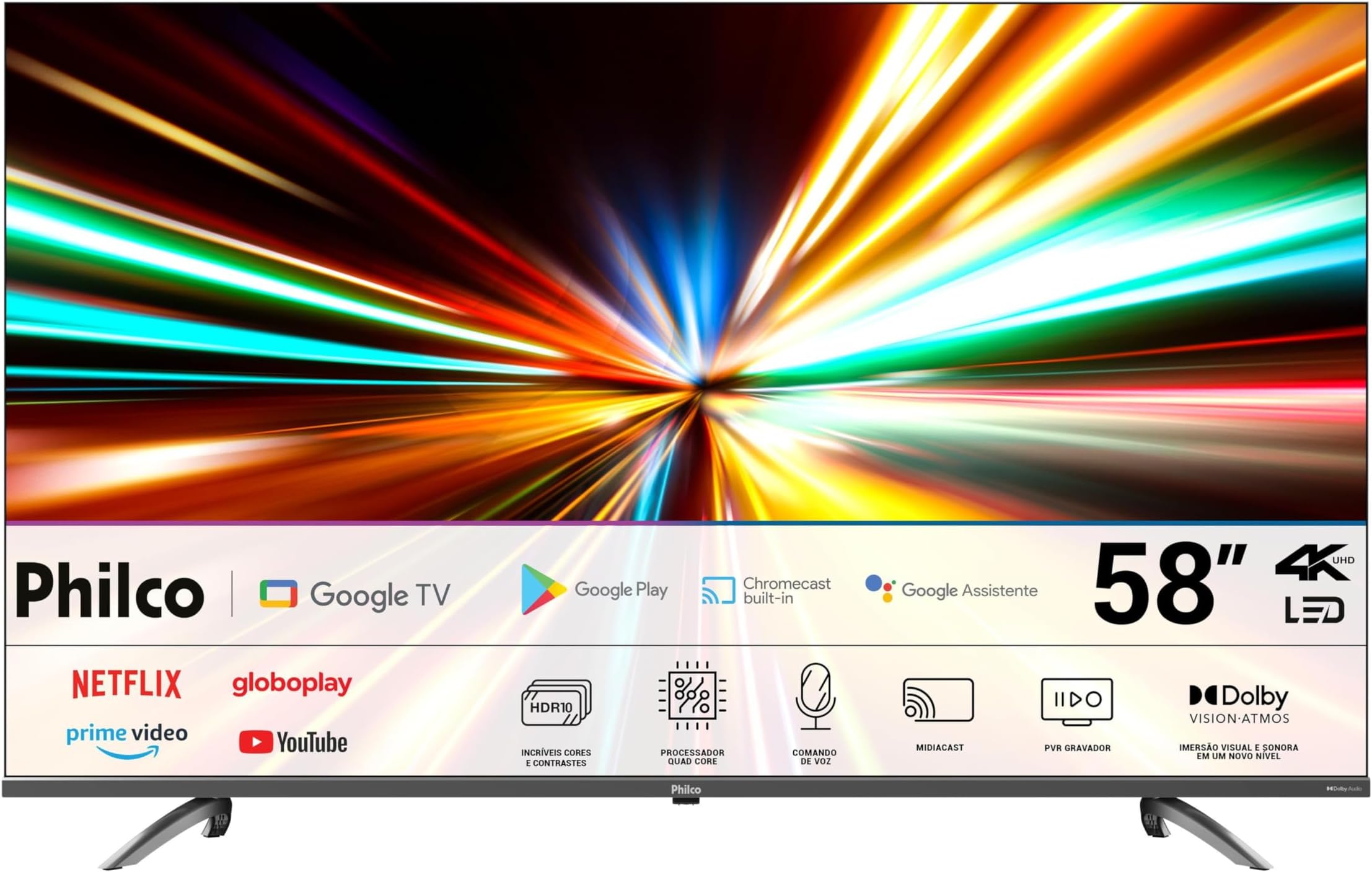 Smart TV 58" Philco LED 4K Google TV HDR10 P58KGA | Amazon.com.br