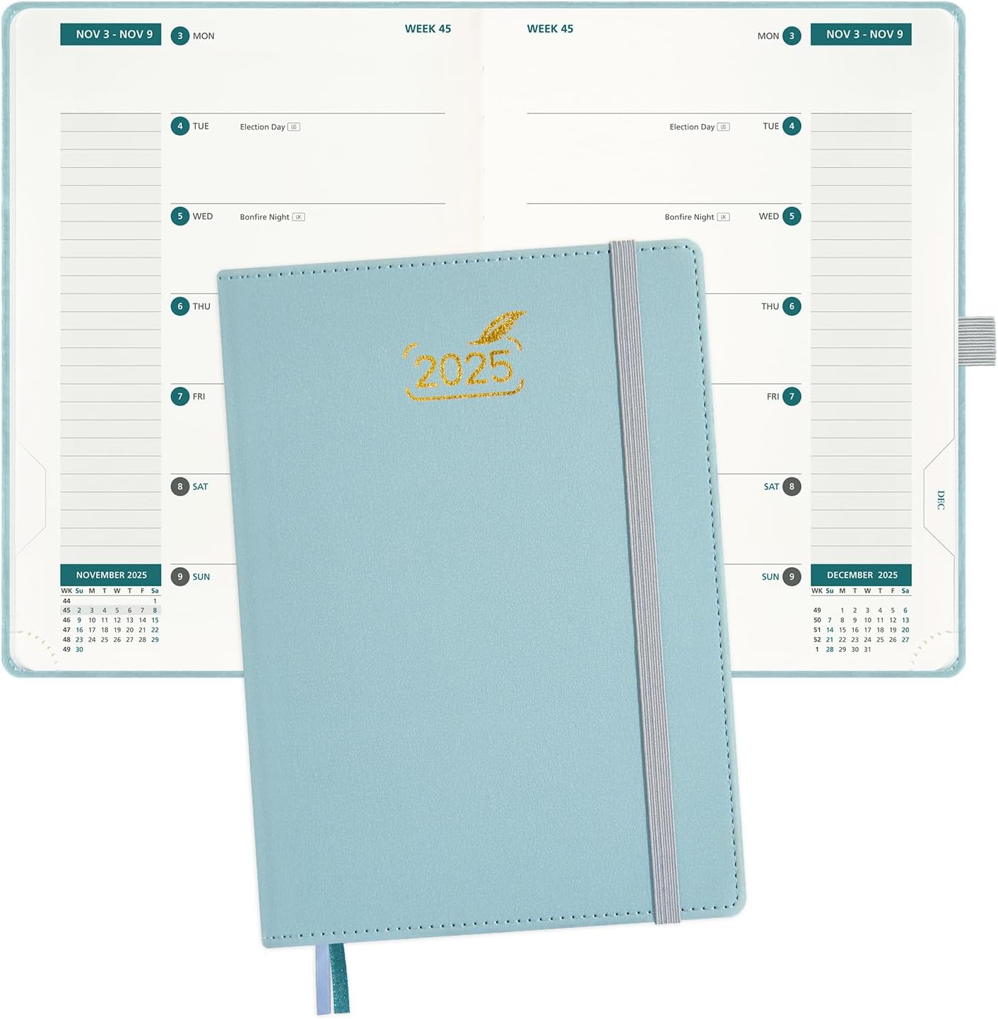 BEZEND Dual Schedule Diary 2025 Week to View, 12 Months A5 Planner 14,8 ...