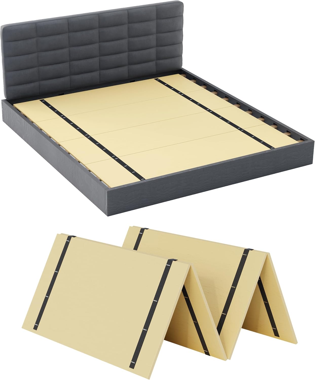 Amazon.com: Foldable Box Spring,Bunkie Board, Bed Support Slats for ...