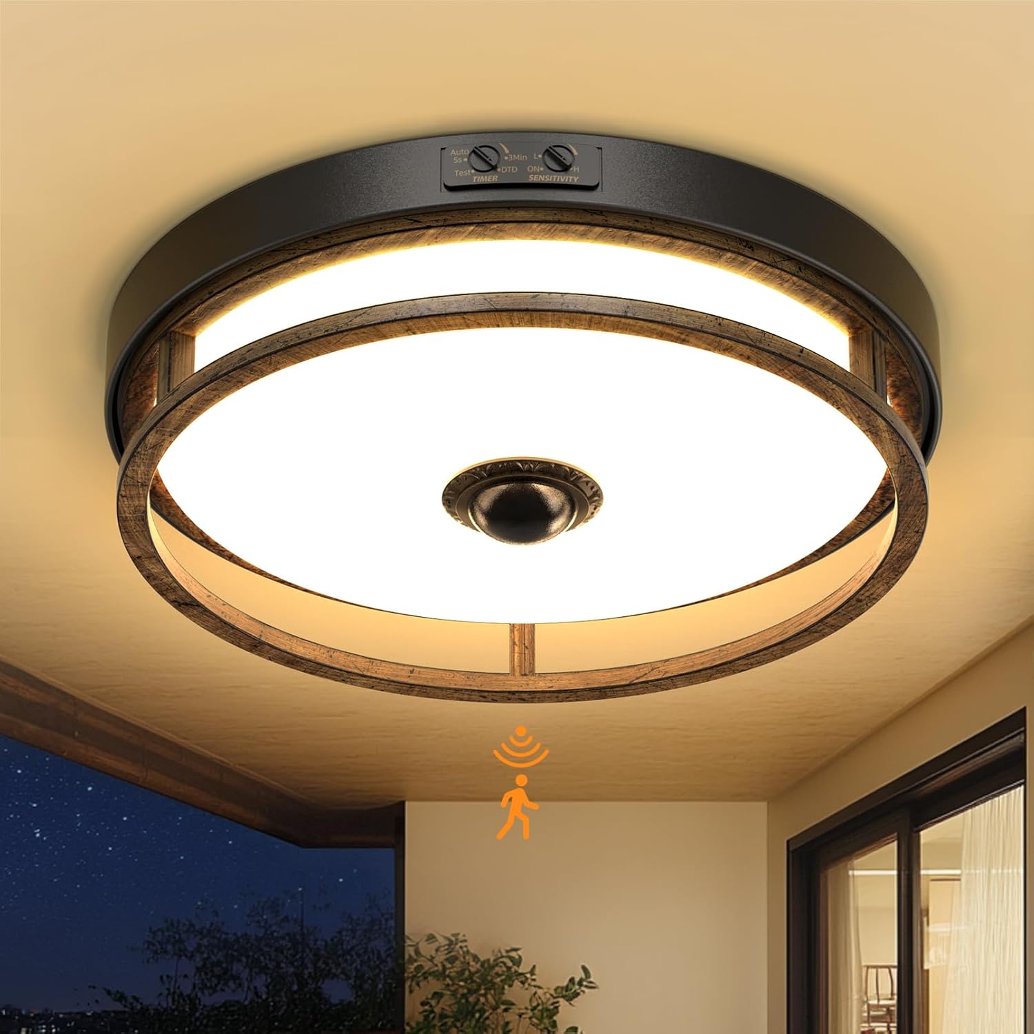 OYKYOHEI Motion Sensor Outdoor Ceiling Light, Outdoor Flush Mount LED ...