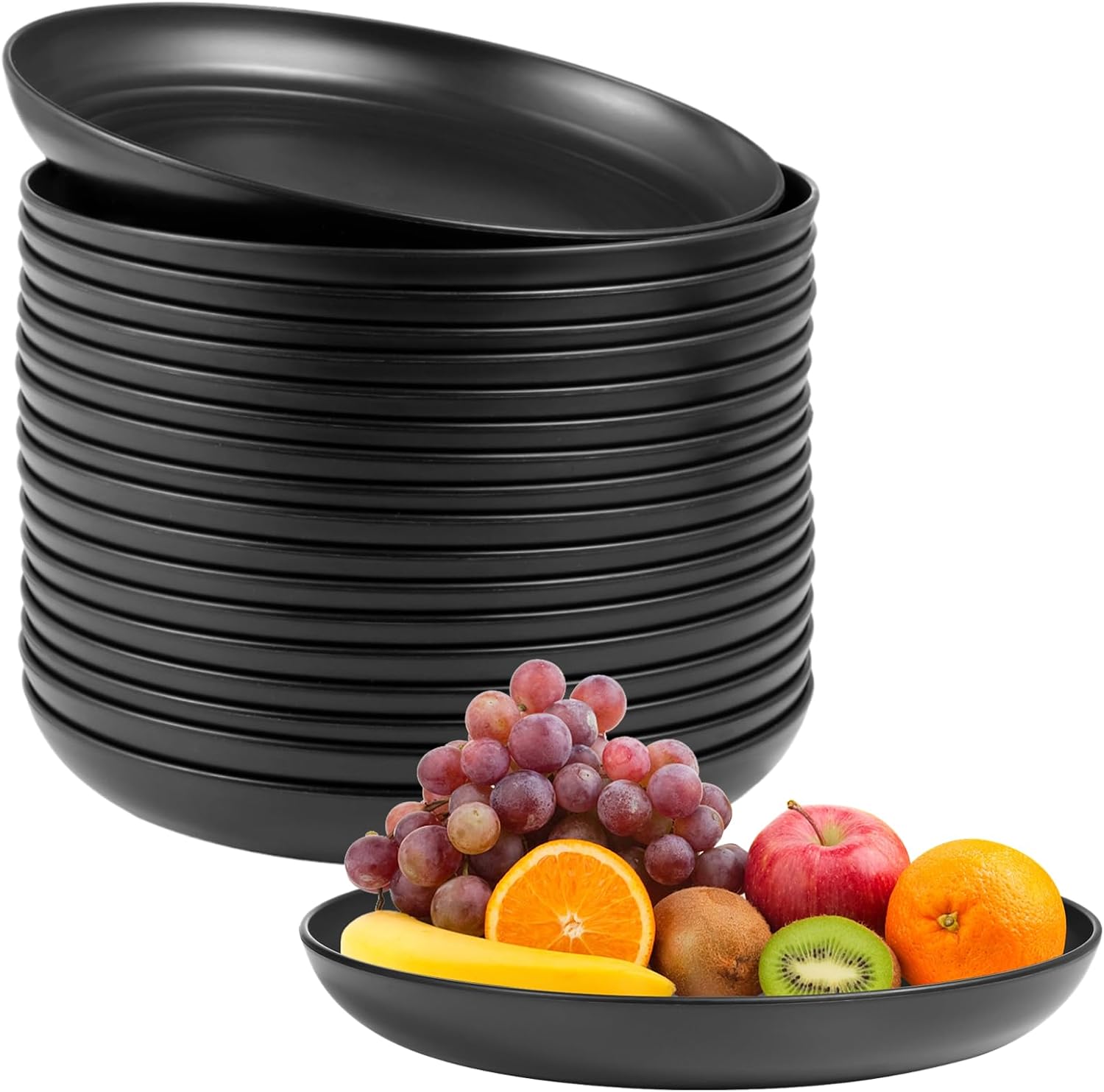 Amazon.com | Tideme 18 PCS Black Wheat Straw Plates - 9 Inches ...