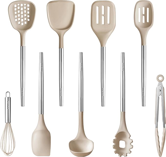 Amazon.com: CAROTE 9PCS Kitchen Utensils Set, Silicone Kitchen Utensils ...