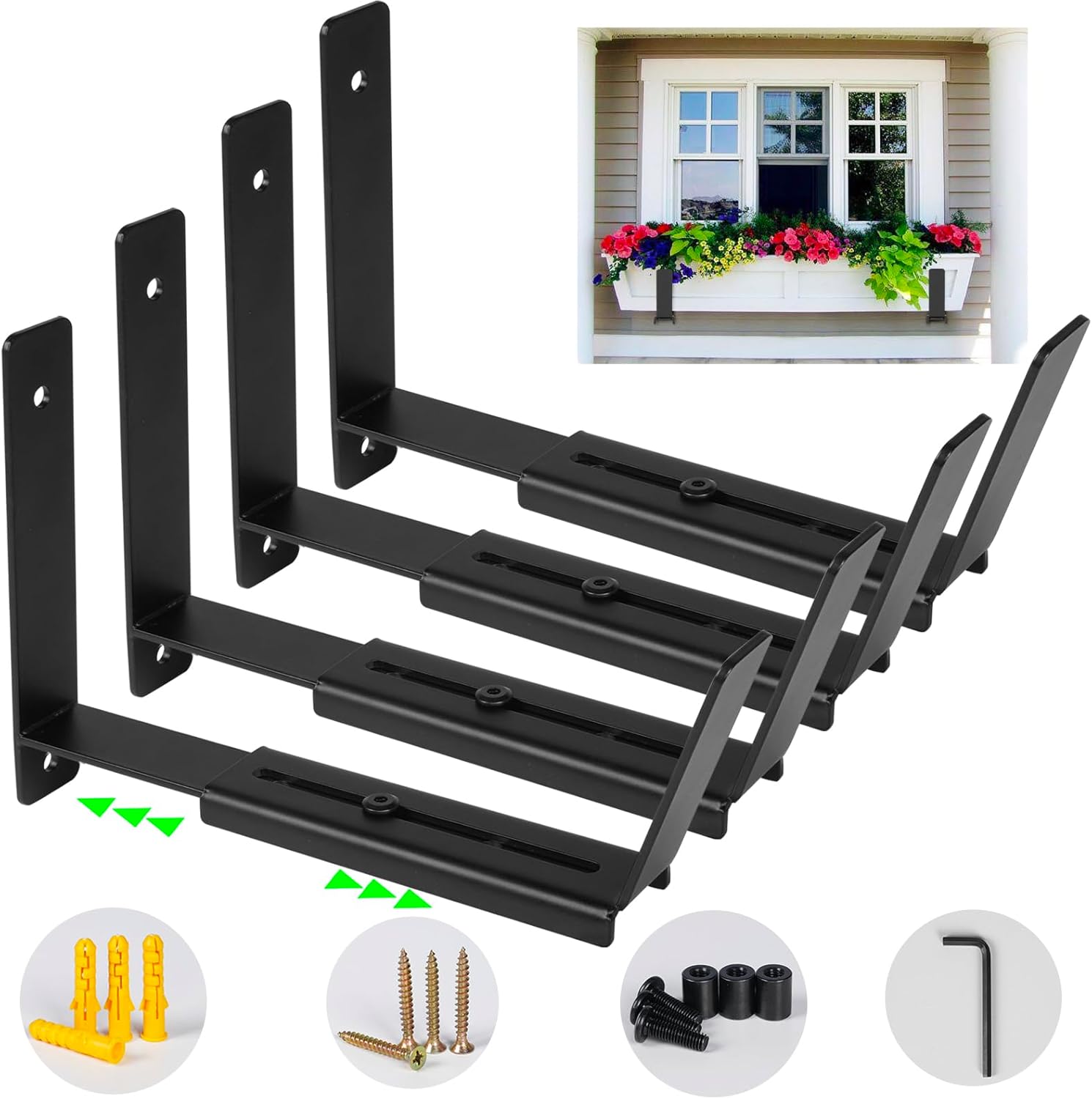 Amazon.com: Damsimz Window Box Brackets, 4-Pack Heavy-Duty Adjustable ...
