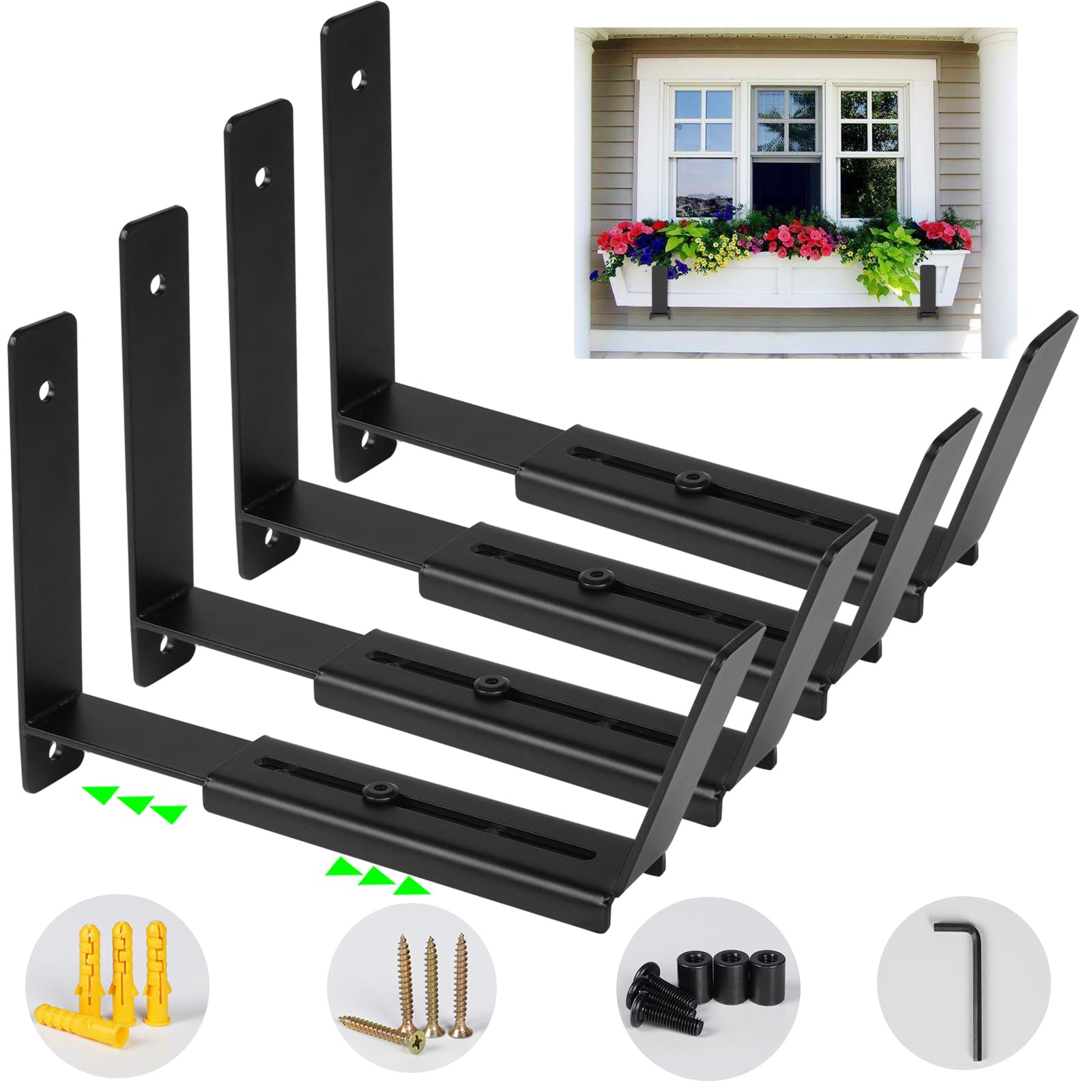 Buy Damsimz Window Box Brackets, 4-Pack Heavy-Duty Adjustable er Box ...