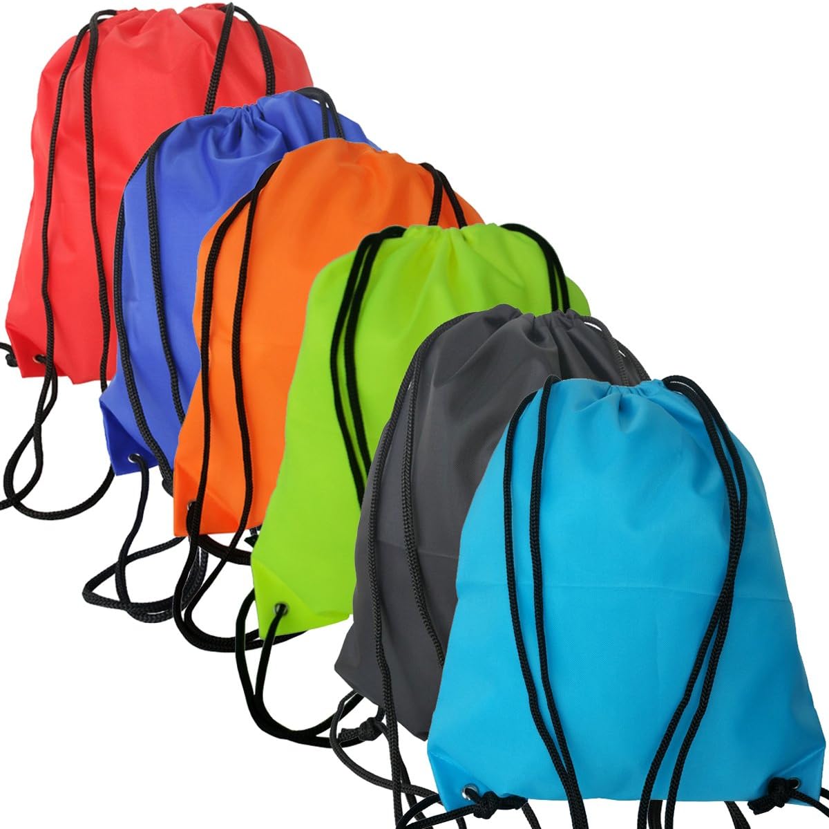 Amazon.com | 6 Pack Drawstring Backpack Bags 420D polyester fabric ...