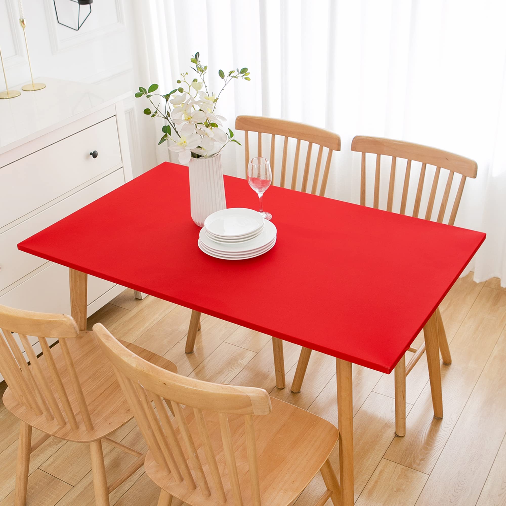 Amazon.com: Wolkemer Fitted Rectangle Tablecloth Spandex Stretch Red ...