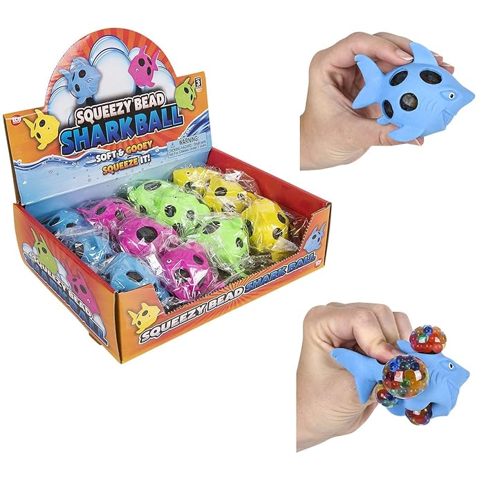 Buy Squeezy Bead Shark Colorful Stress Balls (12 Pack) 3.5". Rubber ...