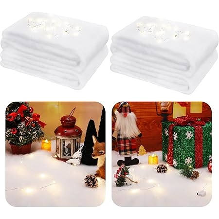 Amazon.com: Christmas Fake Snow Blankets 2.3 x 6.6 Ft Snow Blanket Roll ...