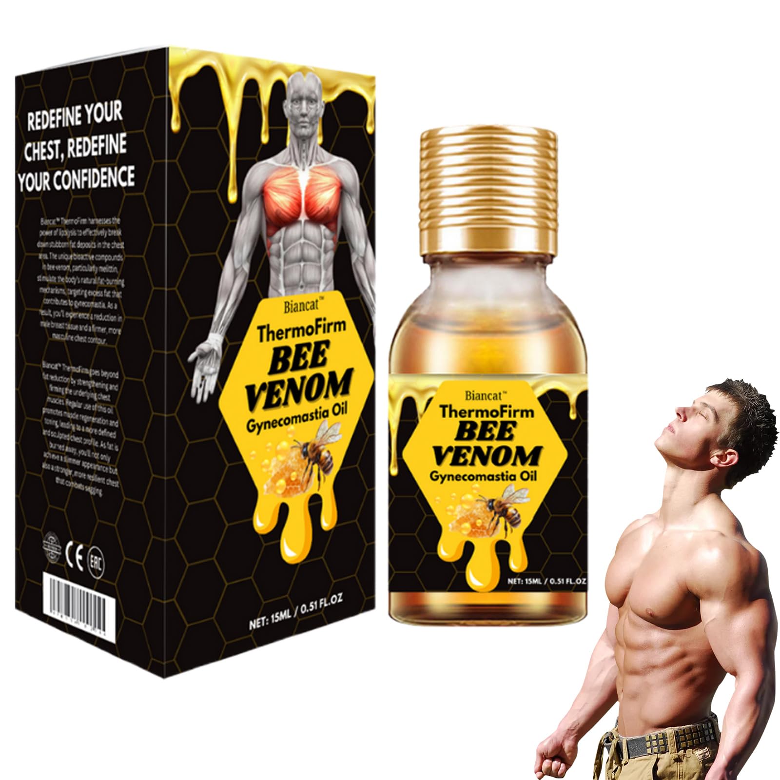 Amazon.com: Biancat ThermoFirm Bee Venom Gynecomastia Oil, Muscles Bee ...