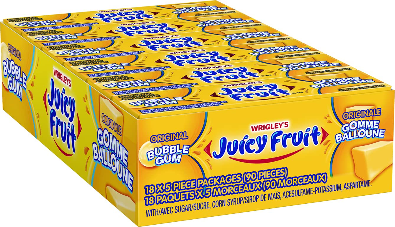 JUICY FRUIT, Fruit Flavoured Chewing Gum, 5 Chunks, 18 Packs : Amazon ...