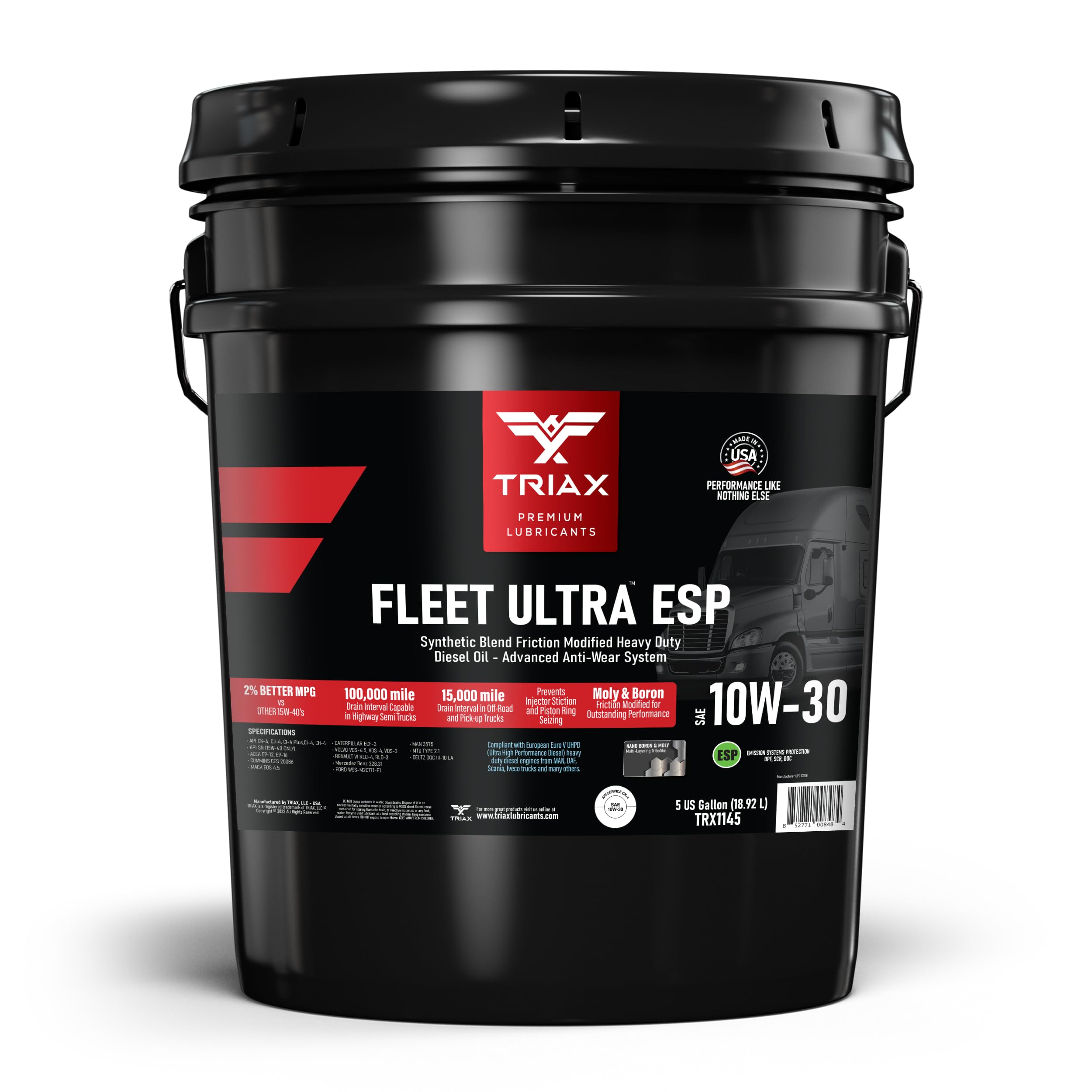 Buy TriaxFleet Ultra ESP 10W-30 API CK-4 Licensed Synthetic Blend, Moly ...