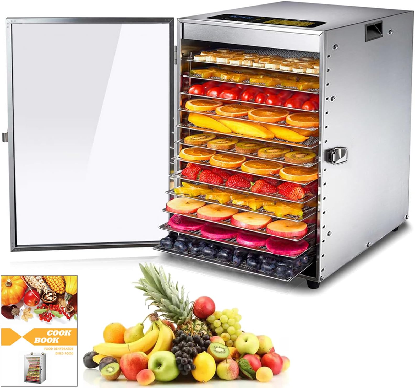 Tinzida - Máquina deshidratadora de alimentos, 12 bandejas de acero ...