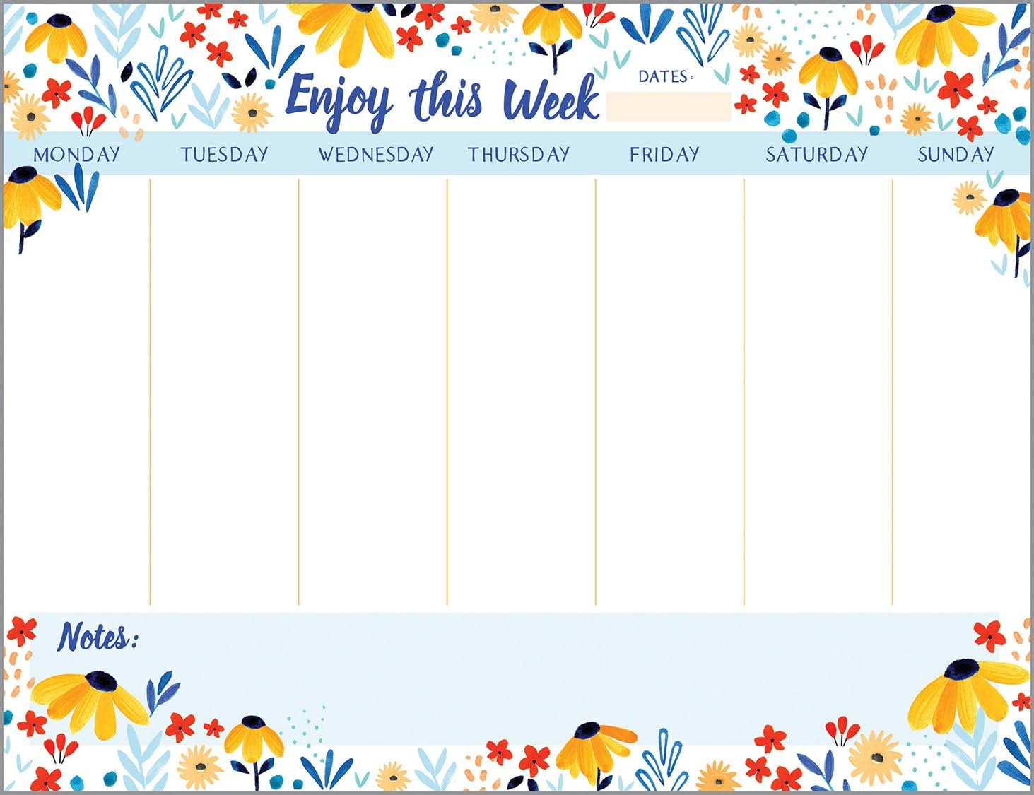 Amazon.com : Black Eyed Susans Weekly Planner Pad with Attachable ...
