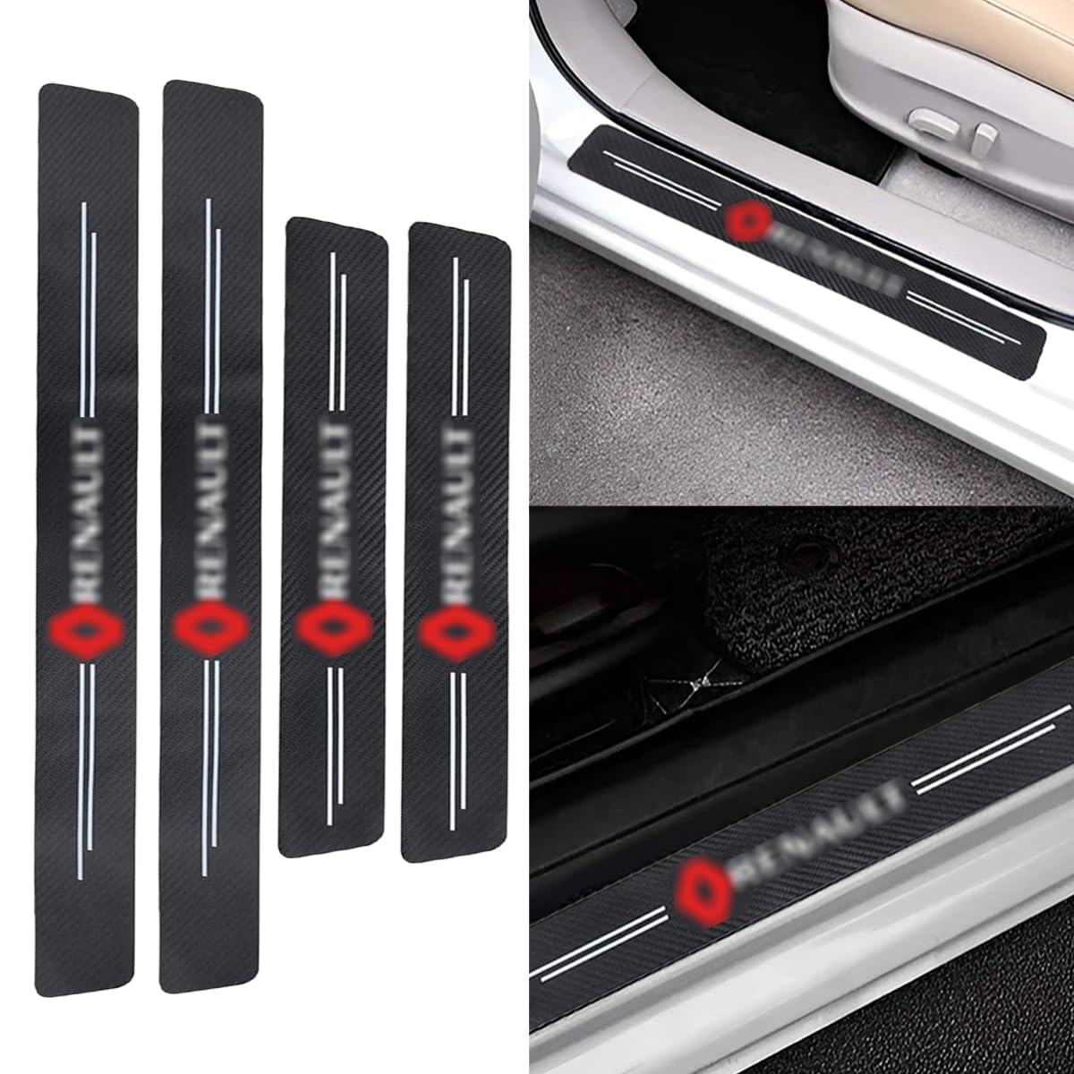 ZOTIMO 4Pcs For Car Door Sill Protector Reflective 4D Carbon Fiber ...