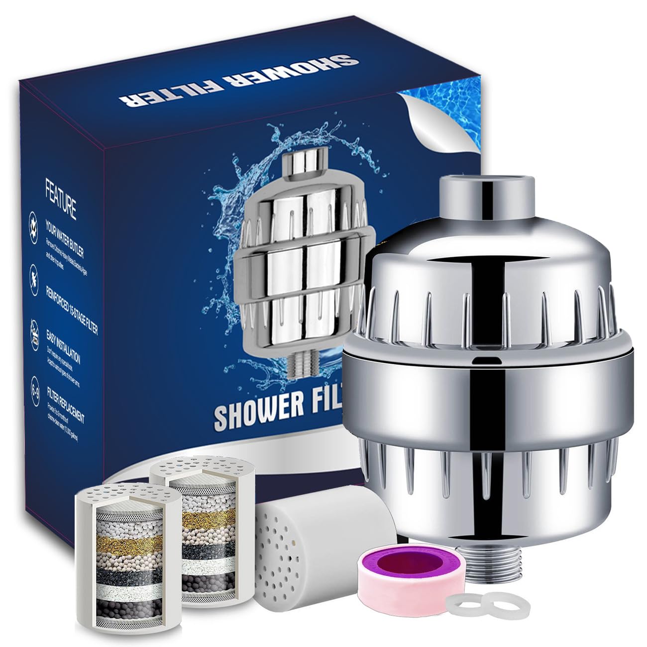 Beauenty25-Stage Shower Head Filter, Showerhead Filter for Hard Water ...