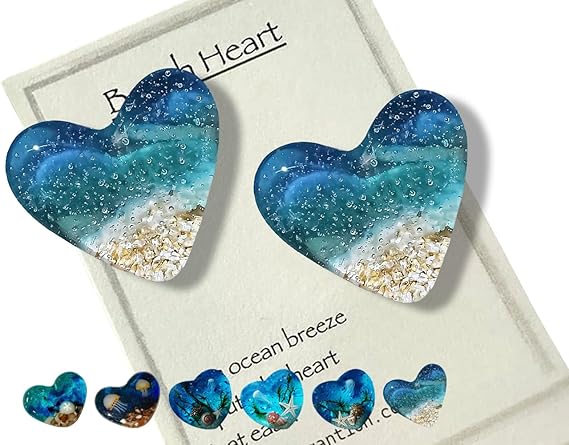 Amazon.com: Glass Beach Pocket Heart，Natural Heart Sea Fused Handmade ...