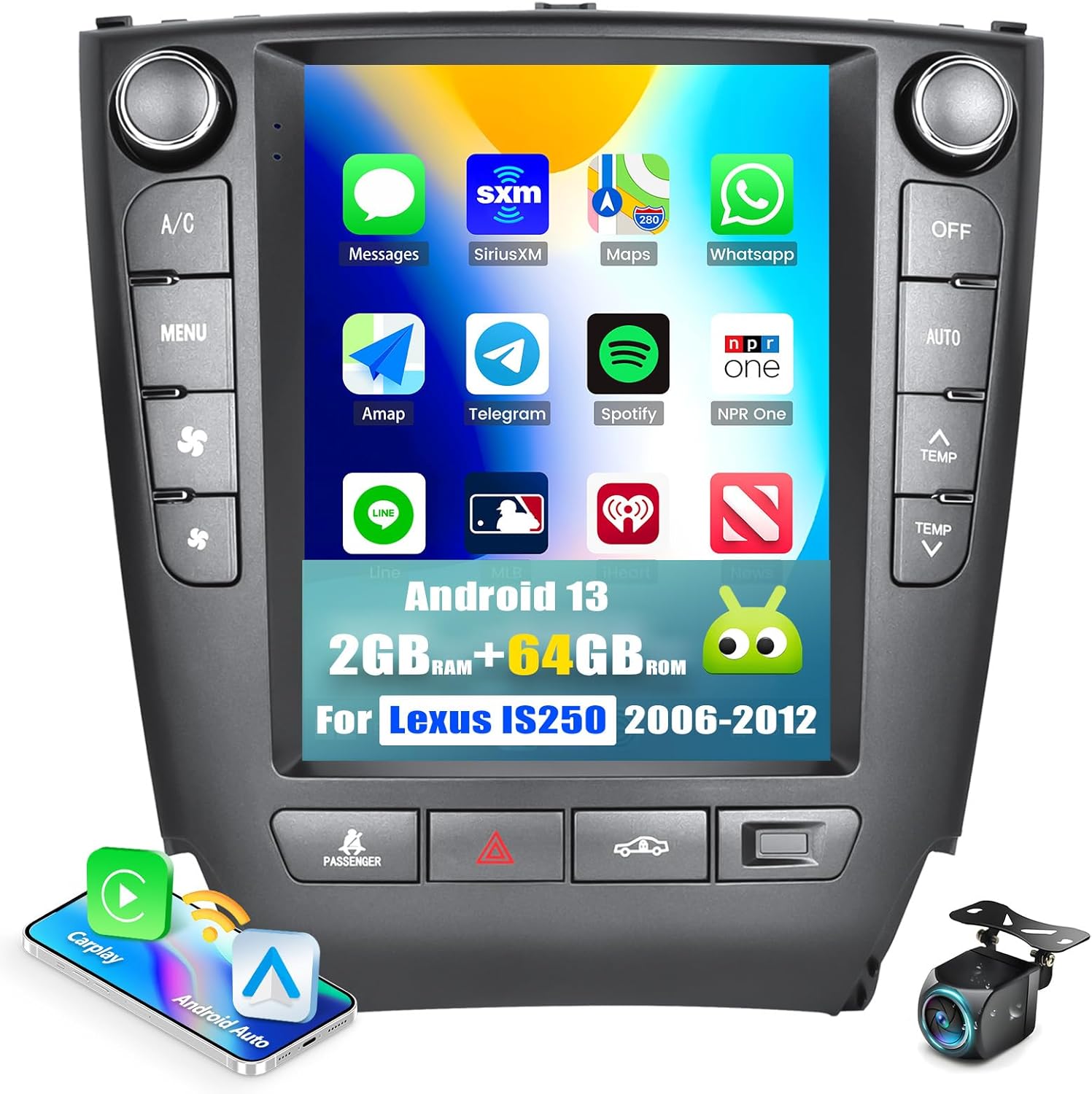 Amazon.com: [2+64G] Android 13 Car Stereo for Lexus IS250 2006-2012 ...