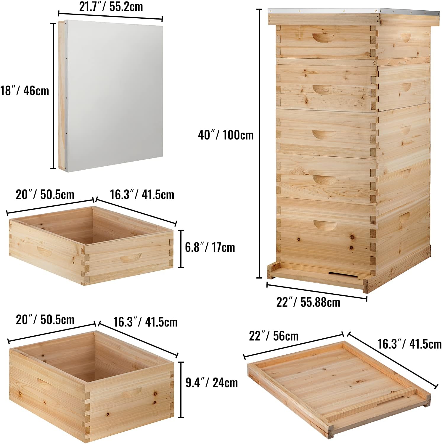 Buy Happybuy H105 Bee Hive Langstroth Kit Without 5 10-Frame 1 Deep and ...