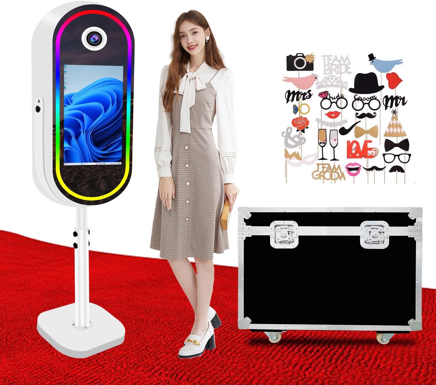 Amazon.com : Aookely Oval Magic Mirror Photo Booth Machine with Flight ...