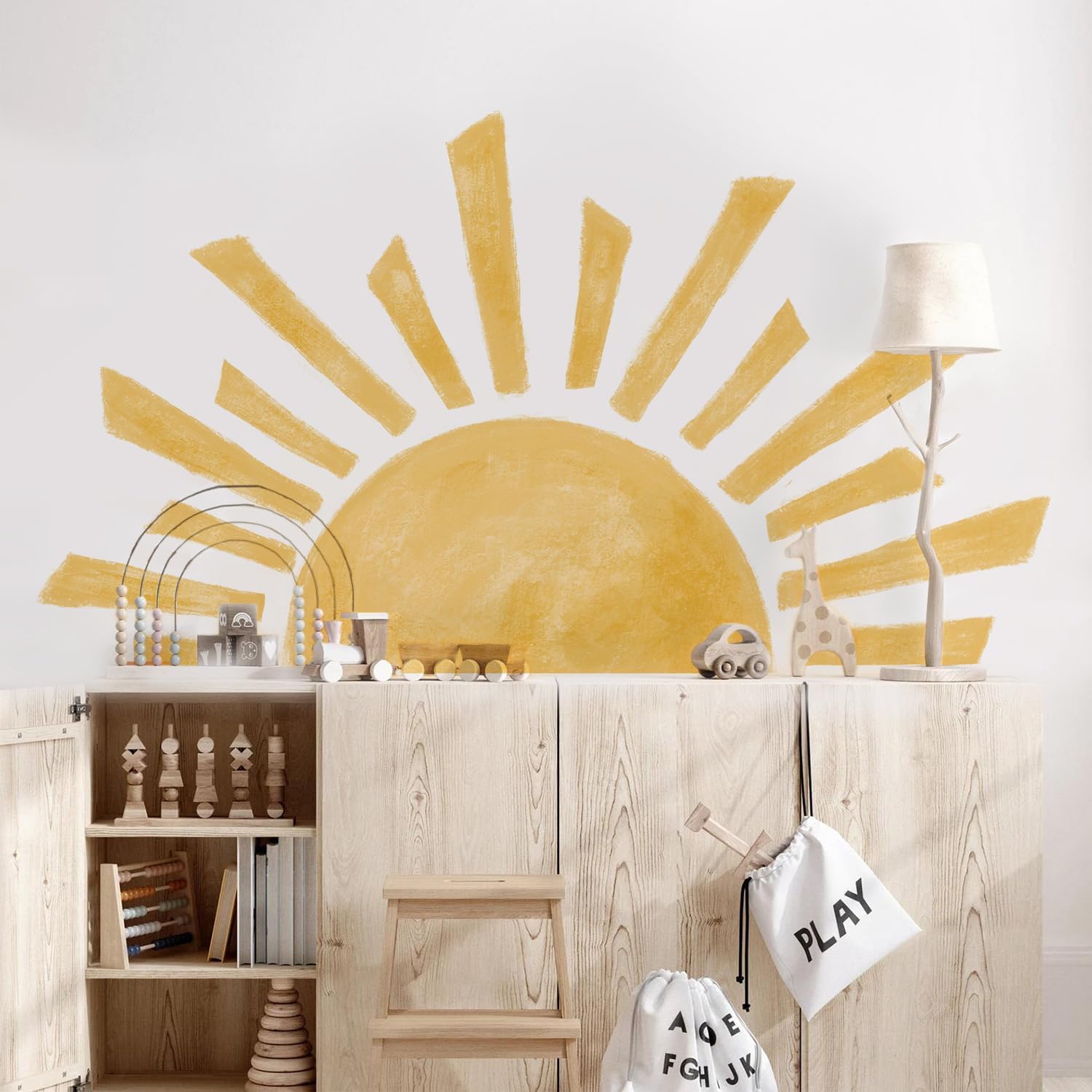 Amazon.com: JoyuHome Watercolor Boho Sun Wall Decals Peel and Stick ...