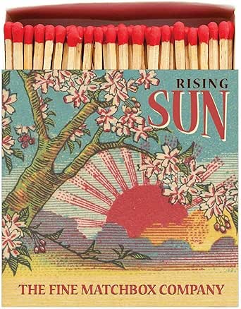 Rising Sun Long Matches, Luxury Giant Square Art Matchbox, Red Tipped ...