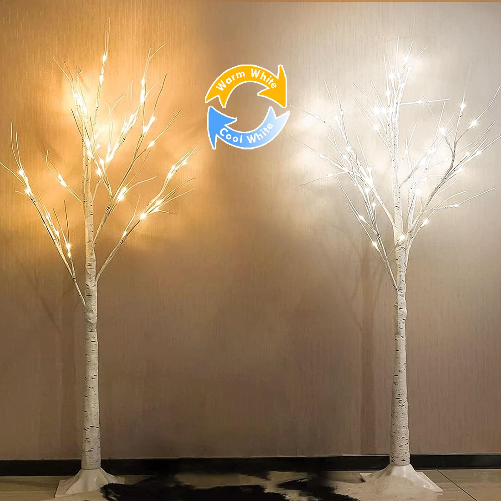 Amazon.com: 2-Pack 4FT Lighted Birch Tree (Higher Size & Floor Standing ...