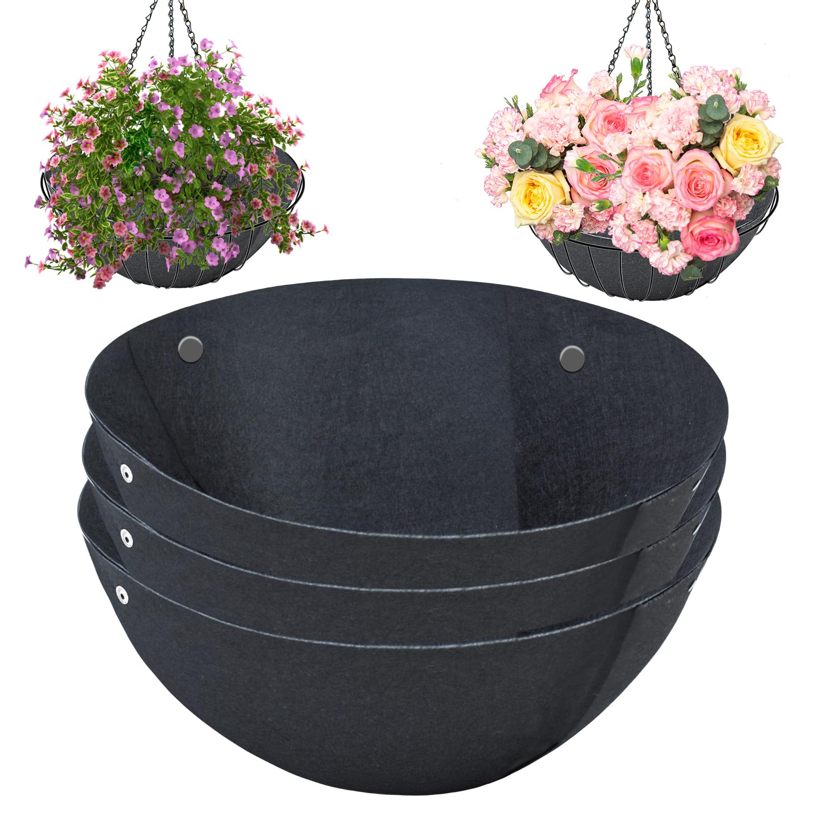Amazon.com: 3PCS 16 Inch Round Hanging Basket Liners Fabric Hanging ...