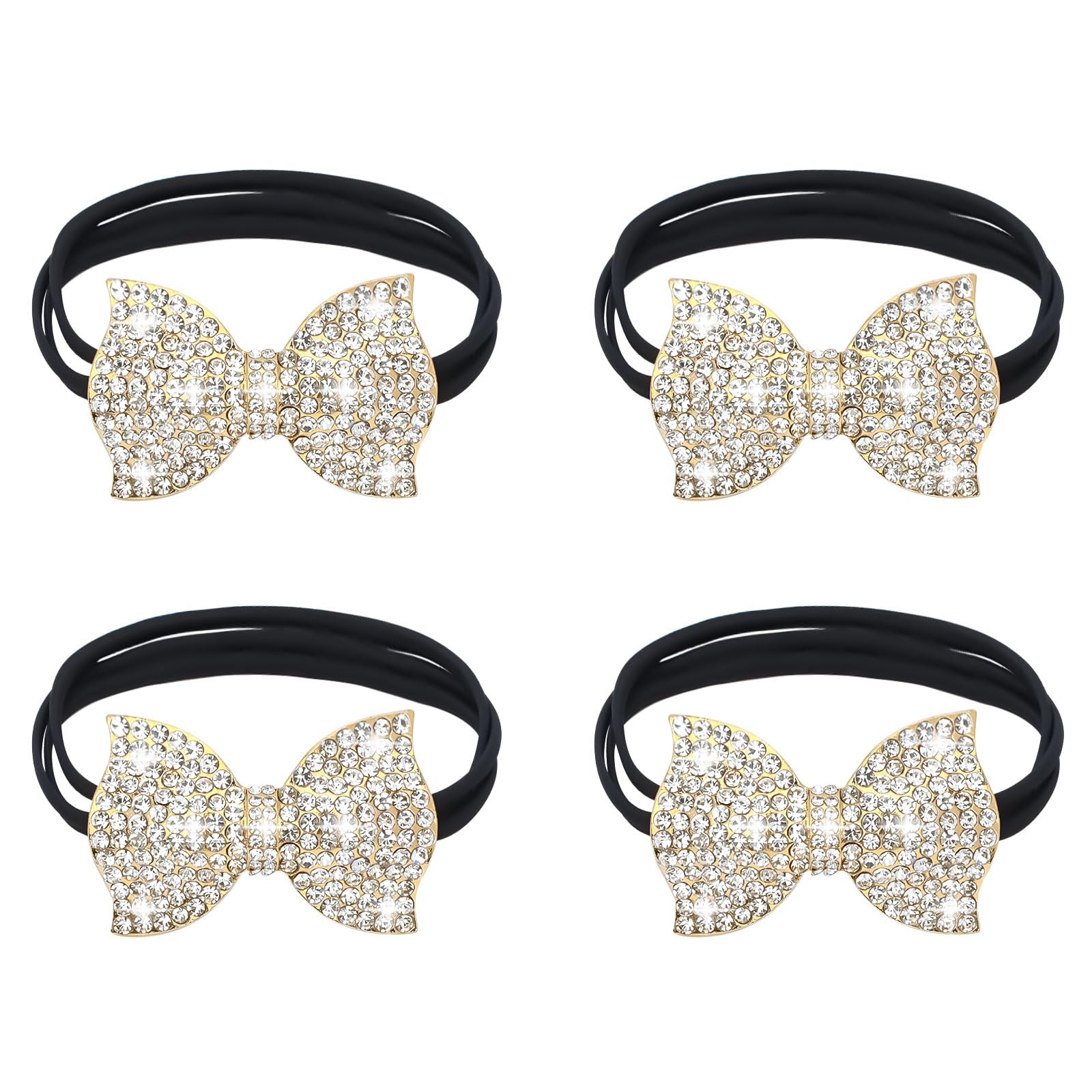 Amazon.com : YISSION 4Pcs Sparkly Rhinestone Bow Hair Ties Ponytail ...